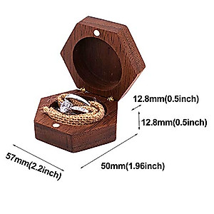 CALIDAKA Wood Ring Box for Wedding Ceremony Rustic Vintage Ring Bearer Box,Hexagon Ring Box Engagement Ring Box for Marriage Jewelry Case Jewelry Gift Box Black Walnut Wooden
