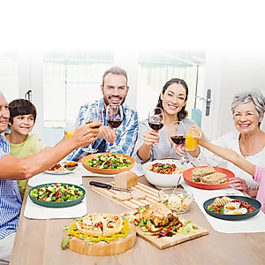 Phyllia Set of 6 Wheat Straw Plates, 9 Inch Unbreakable Deep Dinner Plates, Microwave and Dishwasher Safe Plastic Plates Reusable, Lightweight Plates for Kitchen Camping, Picnic, Party, Dorm