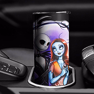 20oz Stainless Steel Tumbler with Lid and Straw,Christmas Gifts for Movie Lovers Skinny Travel Mug Tumbler Cup with Cleaning Brush Movie Fans Gift