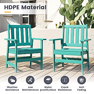 VICLLAX Patio Chairs Set of 4, Green Outdoor Dining Chairs, All Weather HDPE Outdoor Adirondack Furniture for Lawn, Garden, Balcony