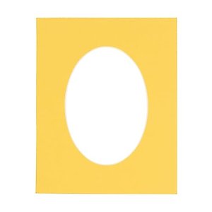 12x16 Mat Bevel Cut for 11x12 Photos - Precut Chamois Yellow Oval Shaped Photo Mat Board Opening - Acid Free Matte to Protect Your Pictures - Bevel Cut for Family Photos, Pack of 1 Matboard Show Kit
