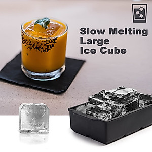 Nax Caki Large Ice Cube Molds Tray with Lid, Stackable Big Silicone Square Ice Cube Mold for Whiskey Cocktails Bourbon Soups Frozen Treats, Whiskey Gifts for Men from Daughter Wife Son Kids