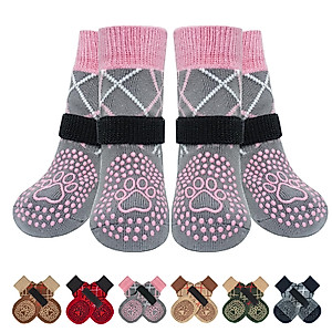 BEAUTYZOO Dog Socks to Prevent Licking Paws for Hardwood Floors Anti Slip, Dog Shoes Booties for Hot/Cold Pavement,Grippy Boots & Paw Protectors Traction Control for Small Medium Large Senior Dogs