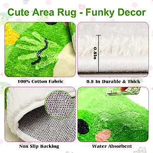 Kids Rug, 4'x6' Cute Frog Bath Mat Non Slip Soft Washable Area Rug Baby Carpet Play Floor Mat Green Shower Rug Nursery Rugs for Living Room Bedroom Playroom Bathroom Classroom Kitchen Kids Room Decor