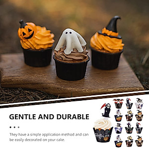 ABOOFAN 96pcs Halloween Cupcake Toppers Wrappers Bats Cupcake Picks Pumpkin Cupcake Case Liners Baking Cups Muffin Liners for Supplies Favors