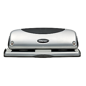 Rexel Precision 425 4 Hole Punch, 25 Sheet Capacity, Paper Alignment Indicator, Metal, Silver/Black, 2100753