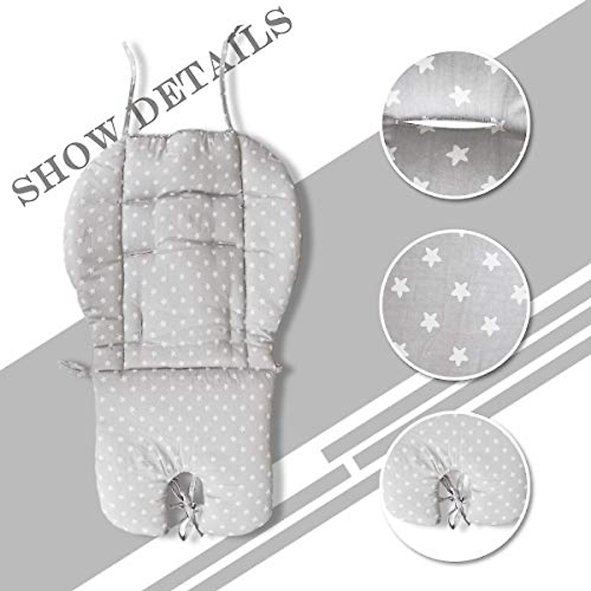 Twoworld High Chair Cushion, Large Thickening Baby High Chair Seat Cushion Liner Mat Pad Cover Breathable Suitable for All Kinds of Baby Dining Chairs (Fashion Gray Star)