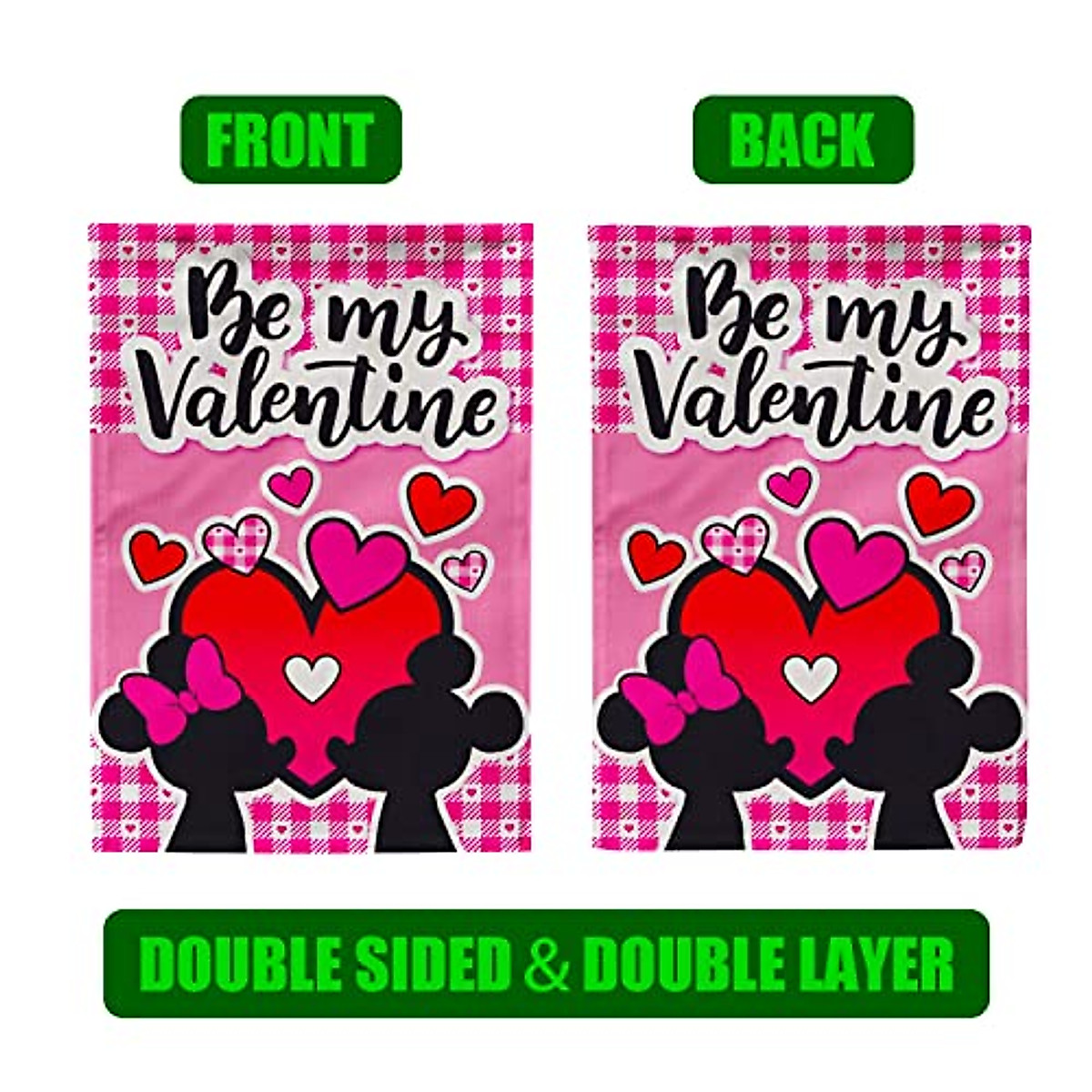 Be Mine Valentines Garden Flag, Valentines Decorations Yard Outside Flag 12x18 Vertical Burlap Double Sided Decor for Home Outdoor Hanging