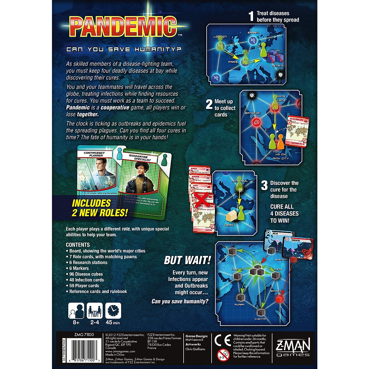 Pandemic Board Game (Base Game) | Cooperative Board Game for Adults and Family | Ages 8+ | 2 to 4 players | Average Playtime 45 minutes | Made by Z-Man Games