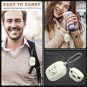 Secure Lock Case for Sony WF-1000XM5 Earbuds(2023), WOFRO Shockproof Anti-Scratch Silicone Protective Cover Skin Designed for Sony WF1000XM5 Sony XM5 Wireless Earbuds with Lanyard&Keychain (White)