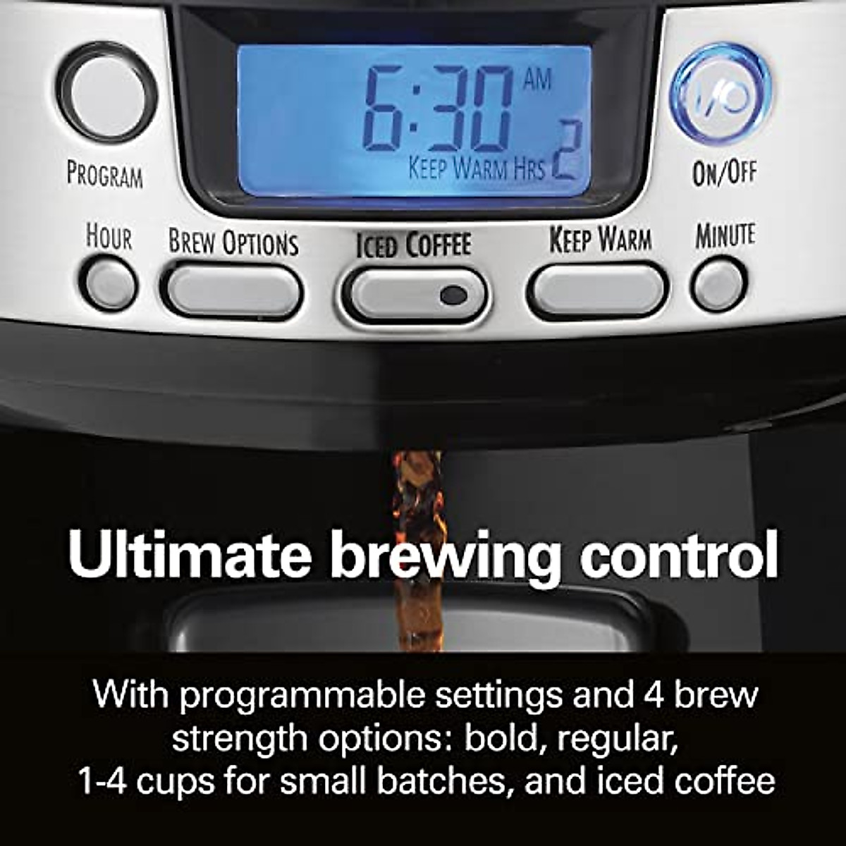 Hamilton Beach Brewstation Programmable Dispensing Drip Coffee Maker with 12 Cup Internal Brew Pot, Removable Reservoir, Black & Stainless Steel