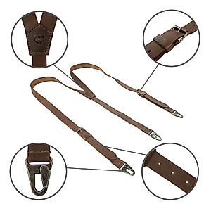 Hide & Drink, Y Back Suspenders for Men, Groomsmen, Bachelors, Heavy Duty, Wedding Ceremonies, Full Grain Leather, Handmade, Bourbon Brown
