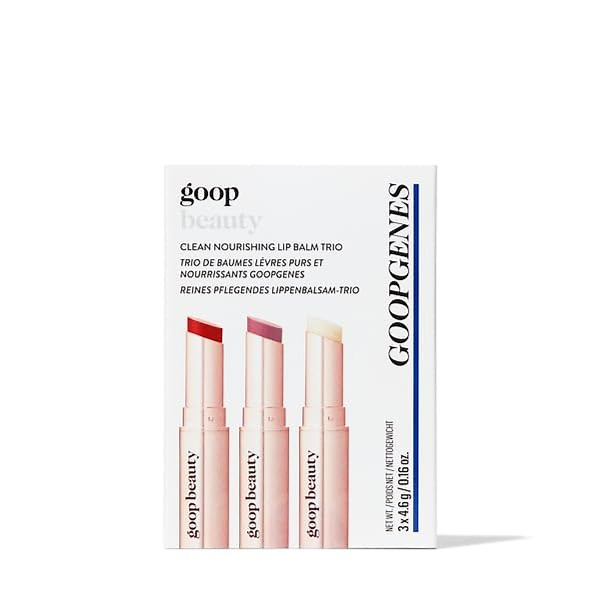goop Beauty Lip Balm Trio | Moisturizing & Hydrating Lip Balm for Chapped, Cracked & Dry Lips | Clear, Peony, and Tomato | Lip Tint with Nourishing Formula | Petroleum & Paraben Free | 0.16 oz Each