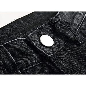 Men's Ripped Washed Slim Fit Jeans Straight Leg Moto Biker Denim Pants Vintage Distressed Skinny Jean Trousers (Black,40)