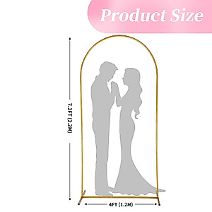 SHALORY Metal Arch Backdrop Stand,7.2 FT Reusable Golden Balloon Arch Frame for Wedding Birthday Party Valentine Baby Shower Background Decoration