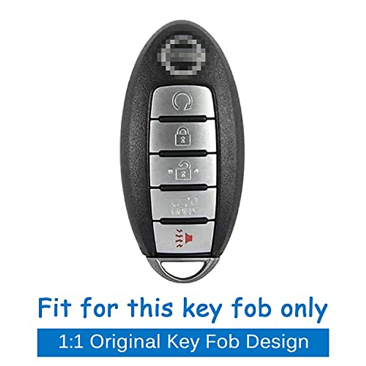 waymei Silicone Key Fob Cover Remote Keyless Case Protector Compatible with Nissan Altima Armada Maxima Murano Pathfinder Rogue Sedan KR5S180144014 285E3-3TP5A (5 Buttons Black & Pink)