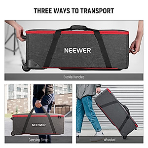 Neewer Trolley Case for Photo Studio Equipment, 30"x11"x11"/77x28x27cm, Tripod Rolling Bag with Wheels/Straps/Padded Compartment/Handle for Light Stands, Strobes, Photography Accessories, PB005