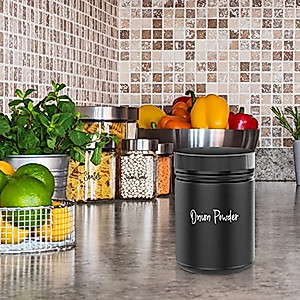 Simfree Kitchen Labels,276 Spice Jar Labels,Pantry Labels,White + Black Script Preprinted Stickers,Waterproof,Tear Resistant,Food Containers Organization Labels Organize Storage Containers,Black+White