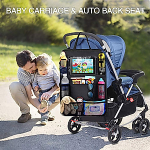 Car Backseat Organizer Kick Mat, Car Seat Back Protectors with Touch Screen Tablet Holder + 9 Storage Pockets Back seat Organizer for Kids