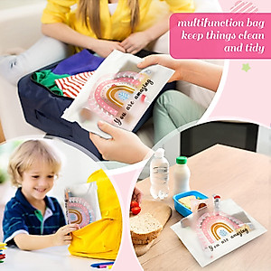 Reginary 50 Pcs Inspirational Gifts Bulk for Women Cosmetic Bag EVA You Are Braver Awesome Makeup Bag Mini Toiletry Bag with Zipper Encouragement Birthday Gift for Friend (Boho Amazing)