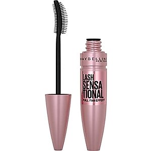 Maybelline Lash Sensational Washable Mascara, Lengthening and Volumizing for a Full Fan Effect, Blackest Black, 1 Count