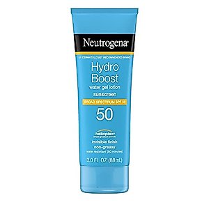 Neutrogena Hydro Boost Moisturizing Water Gel Sunscreen Lotion with Broad Spectrum SPF 50, Water-Resistant & Non-Greasy Hydrating Sunscreen Lotion, Oil-Free, 3 fl. oz (Pack of 3)