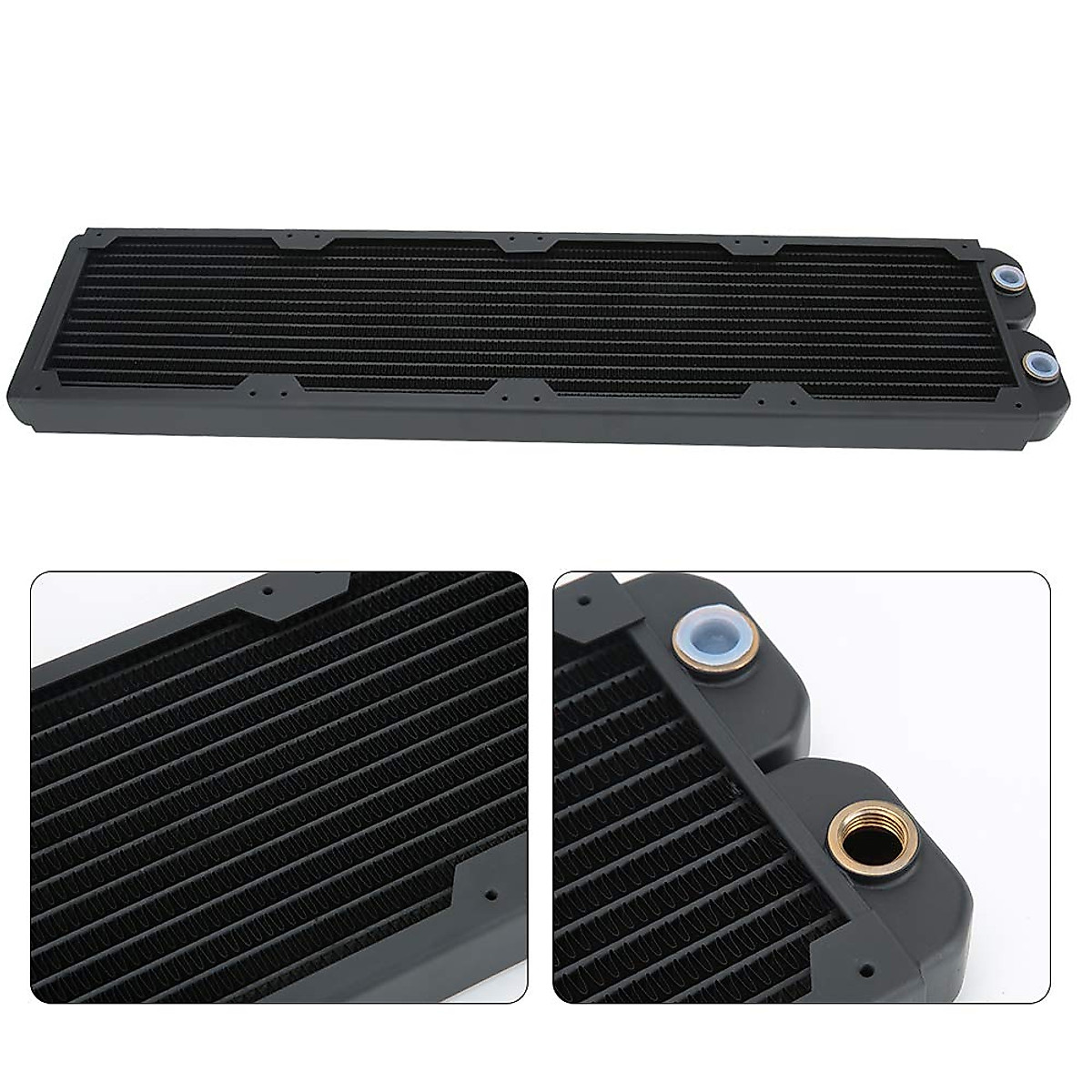 Copper Radiator 480mm, Water Cooling Radiator, 14 Tubes Heat Exchanger CPU Heatsink Cooler Fast Heat Dissipation for PC Computer - Black