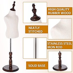 Geetery 2 Pcs Kid Dress Form Adjustable Toddler Clothes Mannequins Children's Mannequin with Wooden Base for Window Counter Studio Clothing Store Display (2-3 Years Old)