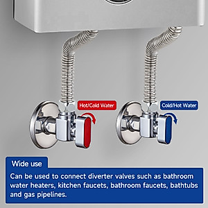 SUBMARINE Angle Stop Valve, Brass Material, 1/2'' Inlet and Outlet Caliber, 1/4 Turn Shut Off Valve, With 3/8'' Adapter, Hot and Cold Water, Suitable for Kitchen, Bathroom and Pipeline