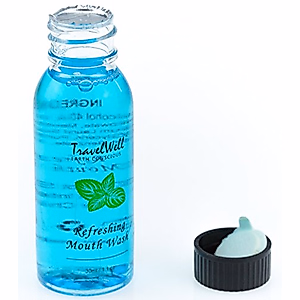 TRAVELWELL Individually Wrapped Hotel Toiletries Amenities Disposable Outlast Mouthwash Bulk Travel Size,Long Lasting Mint,1 Fl Ounce,288 Bottles per Case