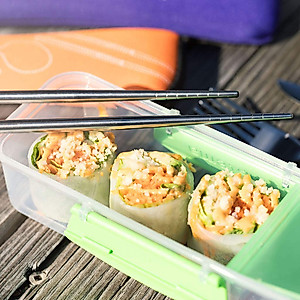 Roaming Cooking Reusable Travel Utensils with Case | Fork and Spoon Set with Knife, Chopsticks and Optional Reusable Straw– Office, Travel, or Camping Accessories| Lightweight Sturdy Reusable Utensils