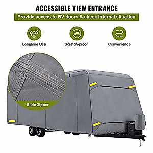 VEVOR RV Cover, 16'-18' Travel Trailer RV Cover, Windproof RV & Trailer Cover, Extra-Thick 4 Layers Durable Camper Cover, Waterproof Ripstop Anti-UV for RV Motorhome with Adhesive Patch & Storage Bag