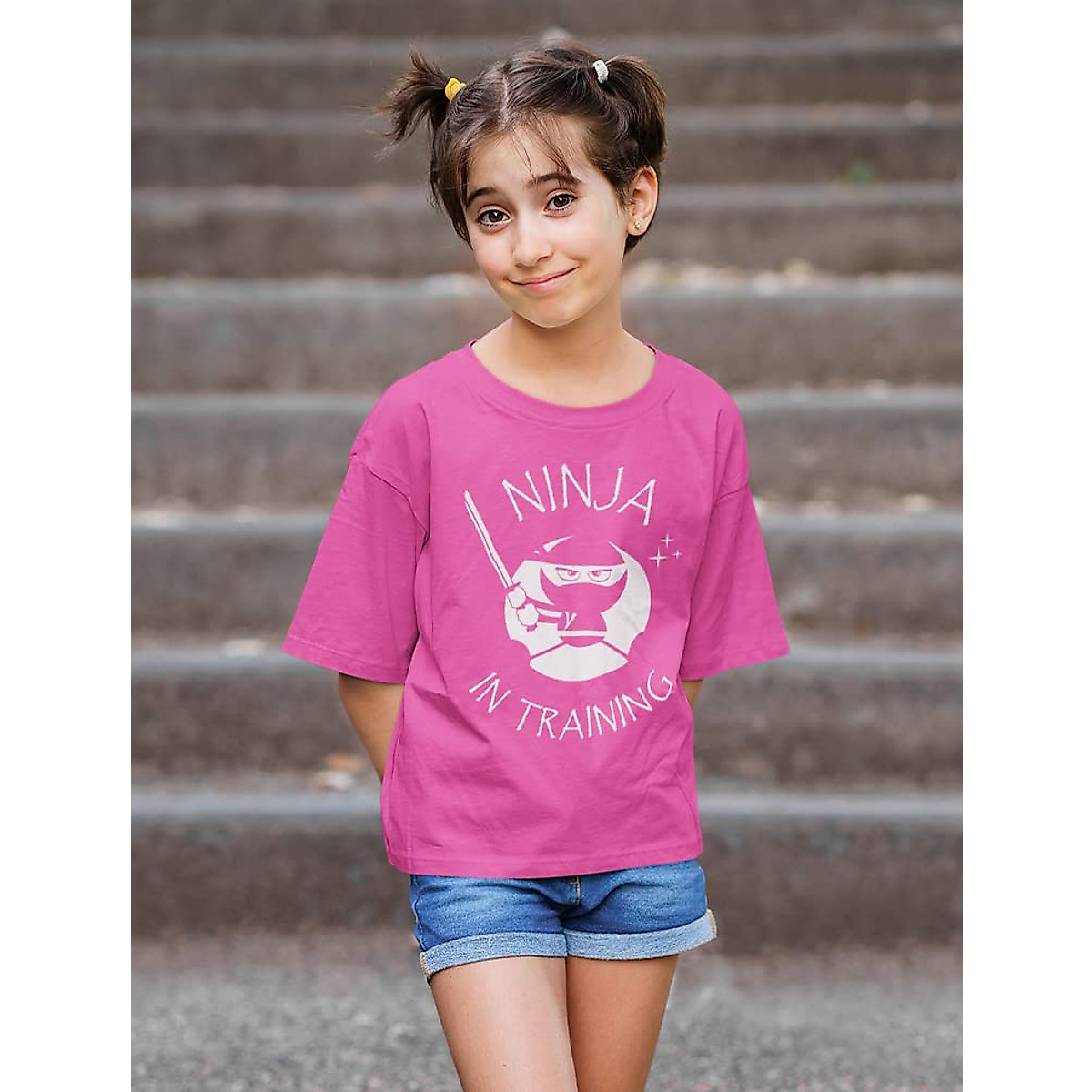 Ninja in Training Kids Shirt Novelty Gifts Cool Ninjas Boys Girls Toddler Shirts Small Pink