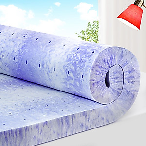 ELEMUSE 4 Inch Ventilated Design Memory Foam Queen Mattress Topper,Cooling Gel Infused Swirl Foam Pad for Pressure Relief Back Pain,Bed Topper for Body Support, CertiPUR-US Certified