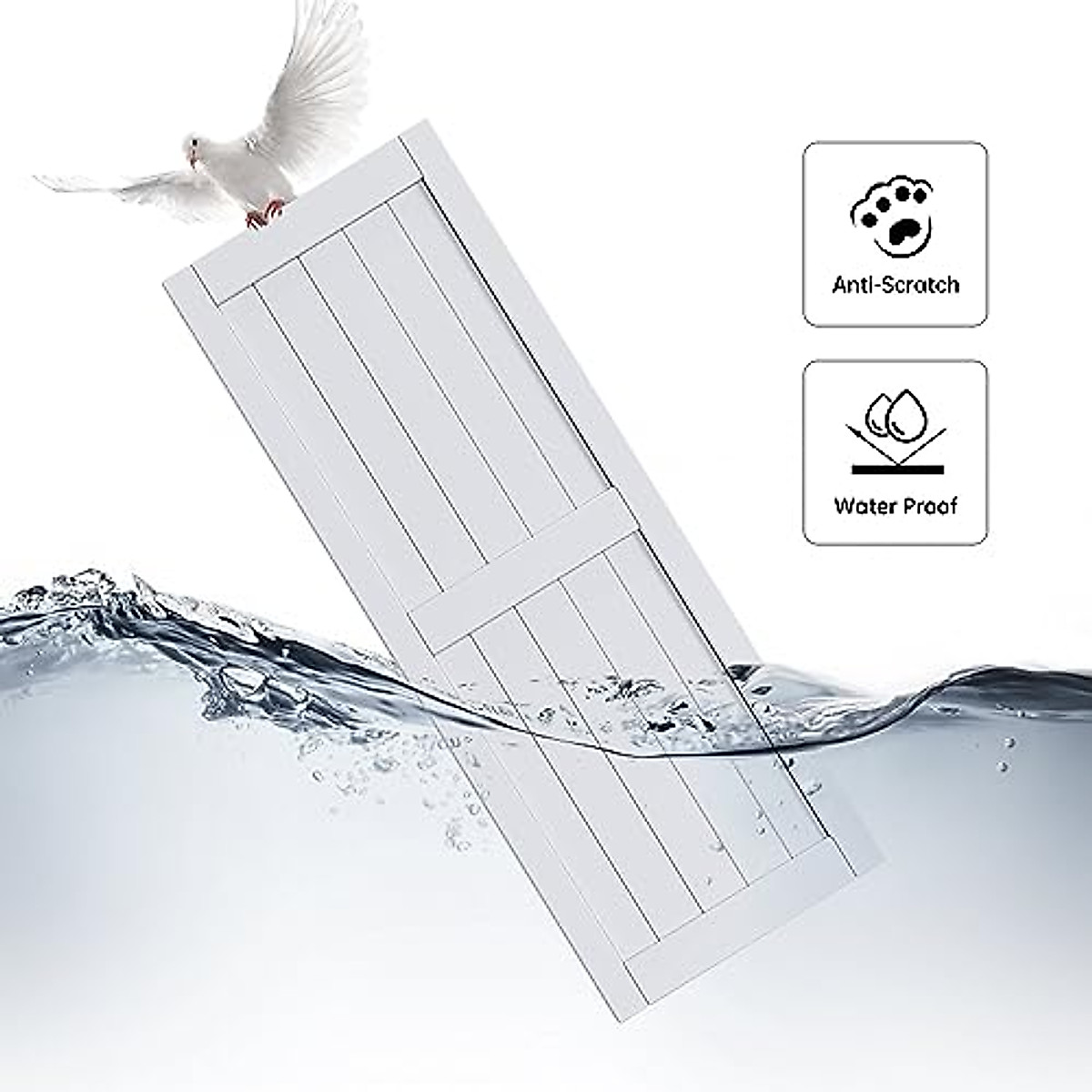 Finosen 30in x 84in White Barn Door Slab with 5.5FT Sliding Door Hardware Kit,Waterproof,Anti-Scratch,DIY Easy Assembly,Easy to Clean,H Frame