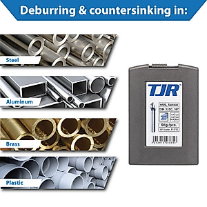 TJR® Countersink 90° Set of 6 Pieces 1/4", 1/3", 2/5", 1/2", 2/3", 4/5" HSS Uncoated, for chamfering. Tool Bits Set for Steel, Aluminum, Brass, Wood, Plastic (Uncoated in Original Rose Plastic Case)