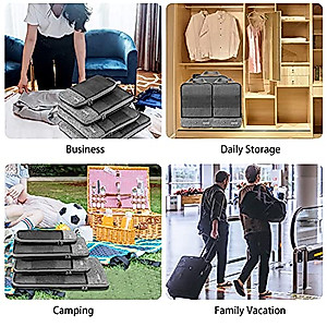 BAGAIL 6 Set Compression Packing Cubes Travel Expandable Packing Organizers(Gray, 6 Set)
