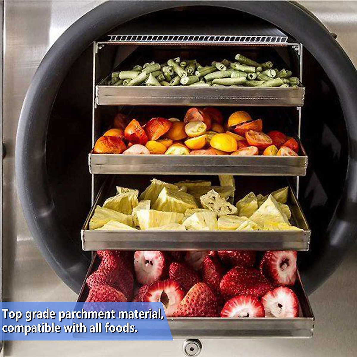 YHMYOALU - Set of 100 Rectangular Tray Mats for Harvest Right Freeze Dryer, 17" x 6.8", Disposable Parchment Paper, Easy to Use and Clean