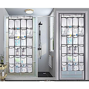 KIMBORA 2 Pack Over the Door Shoe Organizer 24 Large Mesh Pockets Hanging Shoe Holder Rack for Closet (white)