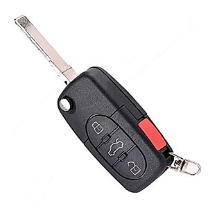 OCPTY 1 X Flip Key Entry Remote Control Key Fob Transmitter Replacement for Audi A4 A4 Quattro A6 A6 Quattro A8 A8 Quattro Allroad Quattro Cabriolet 4D0837231P 4 Buttons