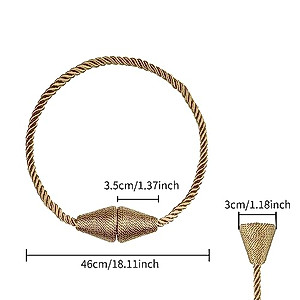 Groleca 4 Pack Magnetic Curtain Tiebacks Curtain Holdbacks Curtain Ties Curtain Pull Backs Modern Rope Tiebacks Drapery Holdbacks Tie Backs for Curtains (Gold,Cone-4 PCS)