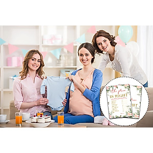 Baby Shower Games for Boys or Girls - The Price is Right Baby Shower Game - Floral Greenery Gender Reveal Party/Baby Bump Party Supplies Activities - Pack of 30 Game Cards(A06)