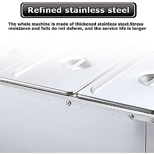 KFJZGZZ Countertop Food Warmer Stainless Steel Buffet Warmer, 4 Tray Temperature Range 30-85 °C, Electric Commercial Food Warmer Containers with Covers, Drain Tap for Catering and Restaurants