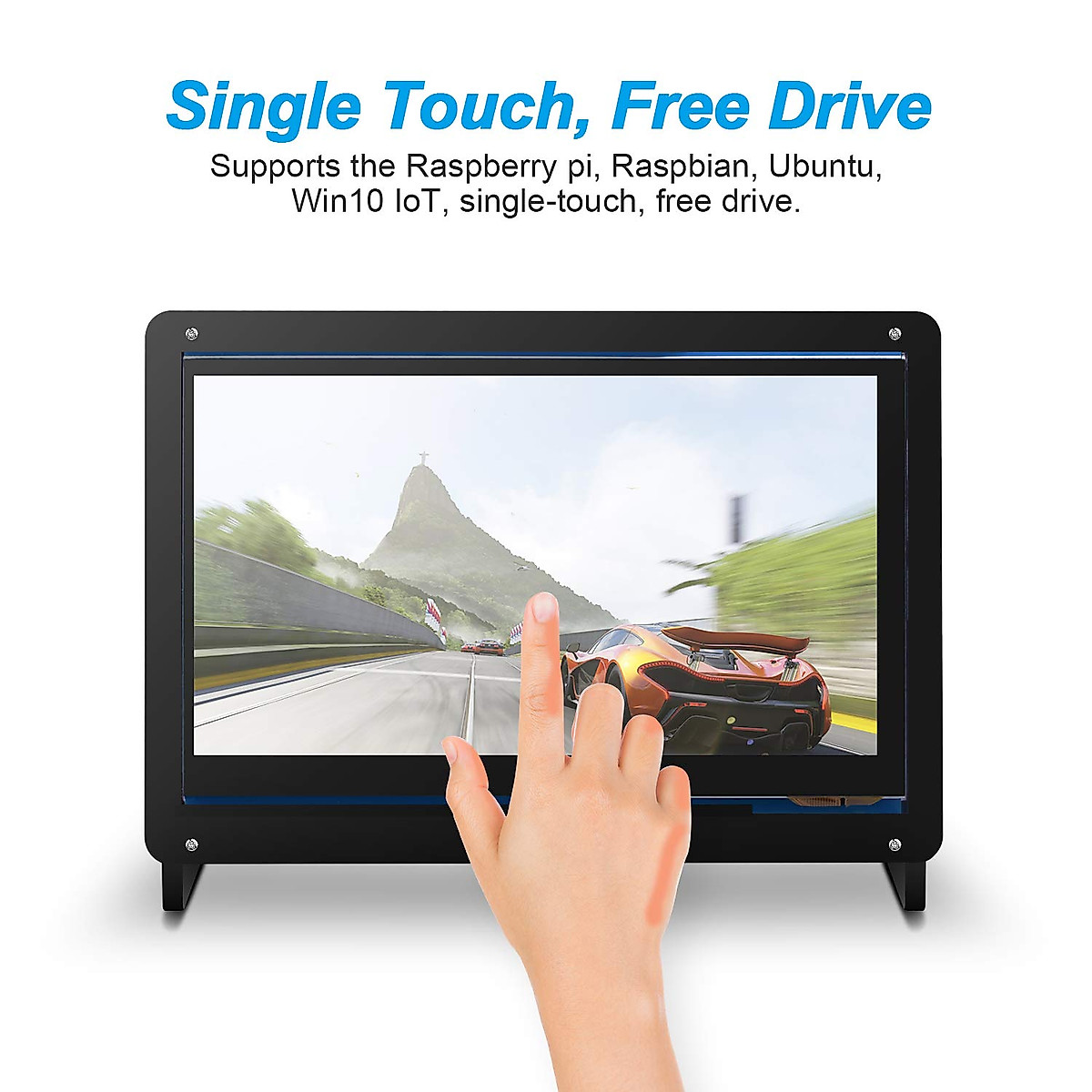 kuman for Raspberry Pi 7 Inch Capacitive Touch Screen, LCD HDMI Input 1024x600 Display with Case Stand