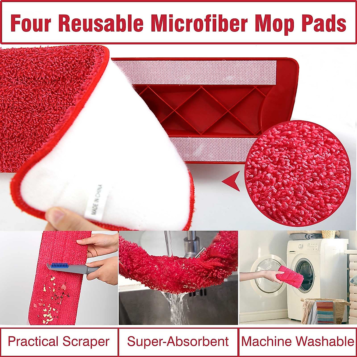 Panda Grip Floor Mop for Cleaning Hardwood Daily Easy Cleaning Dust Mops with 360 Degree Swivel Head Dry and Wet Multi Surface Clean, 1 Scrubber and 2 Washable Pad
