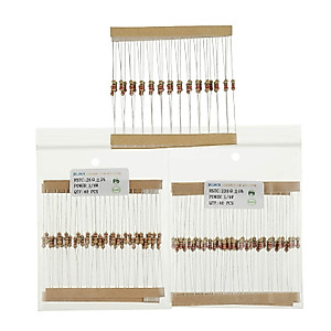 BOJACK 1000 Pcs 25 Values Resistor Kit 1 Ohm-1M Ohm with 5% 1/4W Carbon Film Resistors Assortment