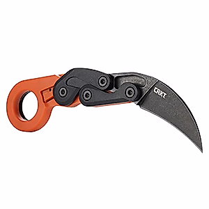CRKT Provoke Orange Kinematic EDC Folding Pocket Knife: Morphing Karambit, Black Stonewash Stainless Steel Blade, Grivory Handle with Integrated Safety Lock, Low Profile Pocket Clip 4041O