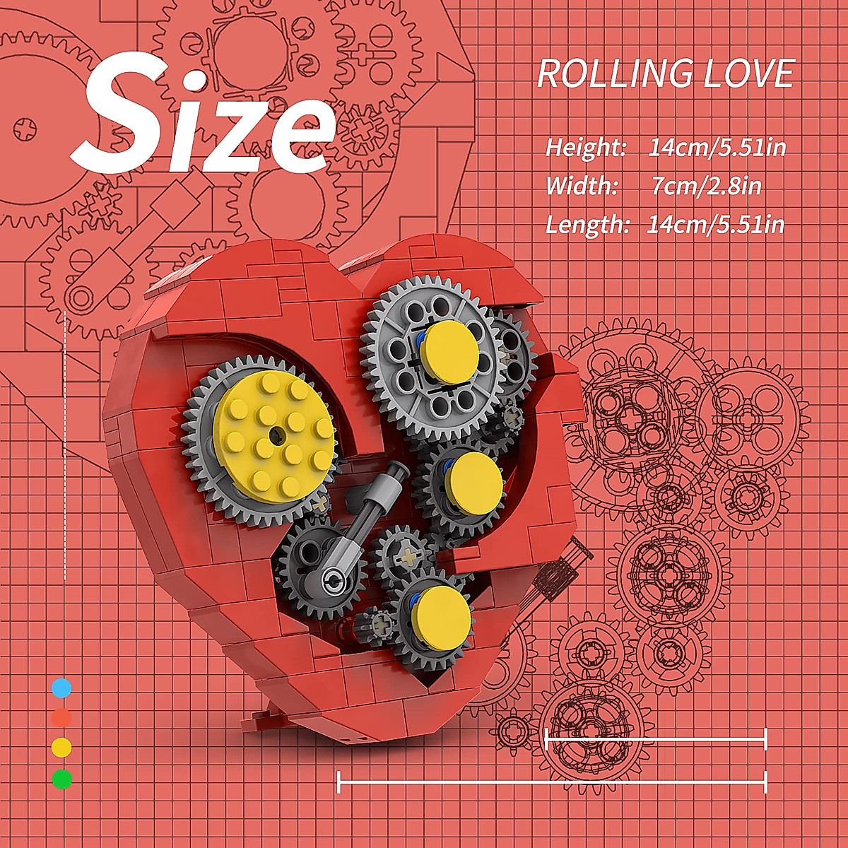Millionspring A Clockwork Heart Sculpture Building Kits with Gear for Adult,Valentine Gifts Days Decoration for Her,Stress Reliever Building Toys,Creative New 2022(186pcs)