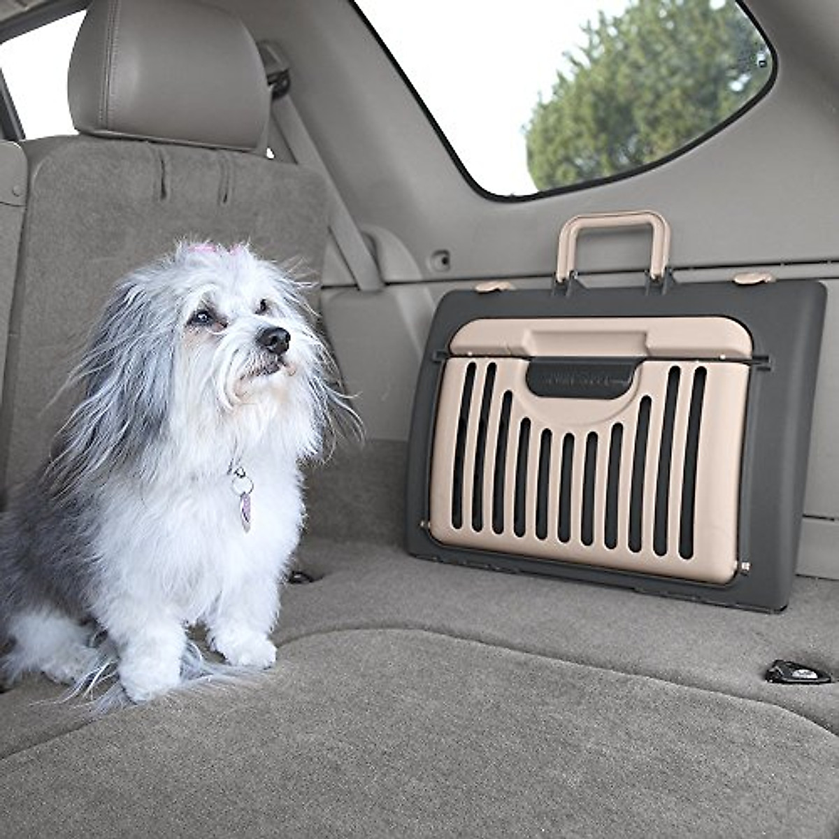SPORT PET Designs Foldable Travel Cat Carrier with A Bed - Front Door Plastic Collapsible Carrier