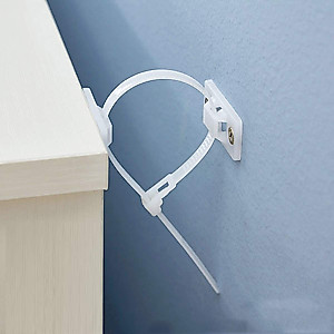 LOMILY Anti-tip Furniture Wall Anchor Straps for Dresser or Bookshelf(4 Pack), Wall Anchors Baby Proofing,Adjustable Wall Straps for Cabinet,TV Stand,Wardrobe,Drawers,Tables,Dogs.(White)